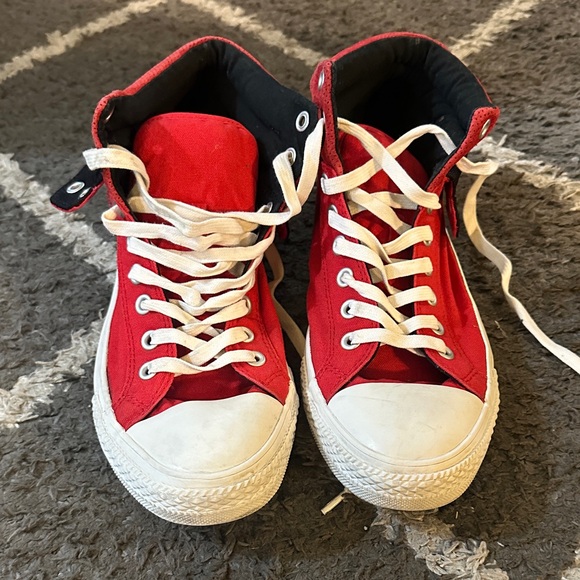 Converse | Shoes | Converse All Star Red And Black Hightop Sneakers ...